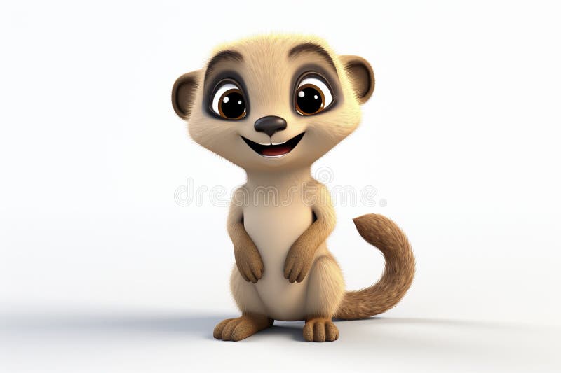 3d cute cartoon meerkat stock illustration. Illustration of fluffy ...