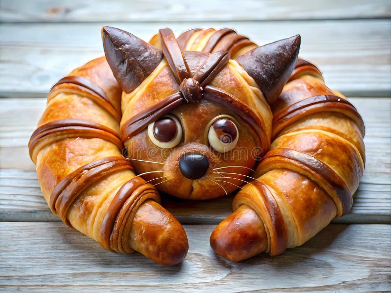 3D Cute Cat Croissant - AI Generated Image Stock Illustration ...