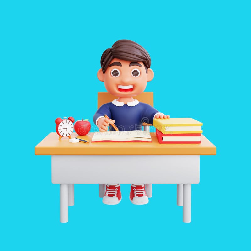 3d Cute Character Learning in Class Back To School Concept Stock Image ...