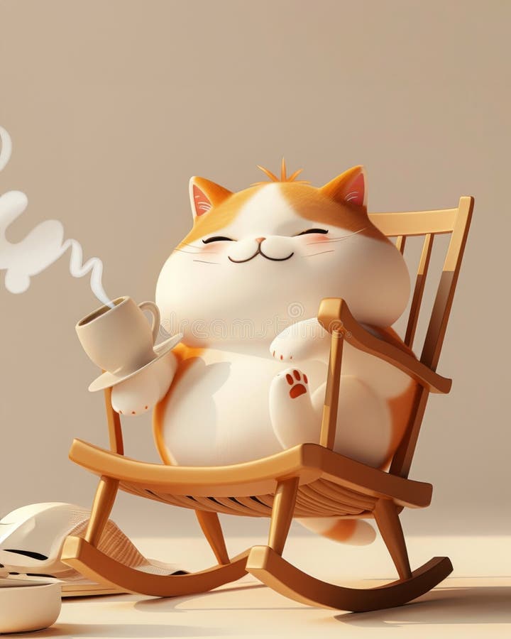 Cute Chubby Fluffy Cat with a Contented Expression Sitting and Chilling ...