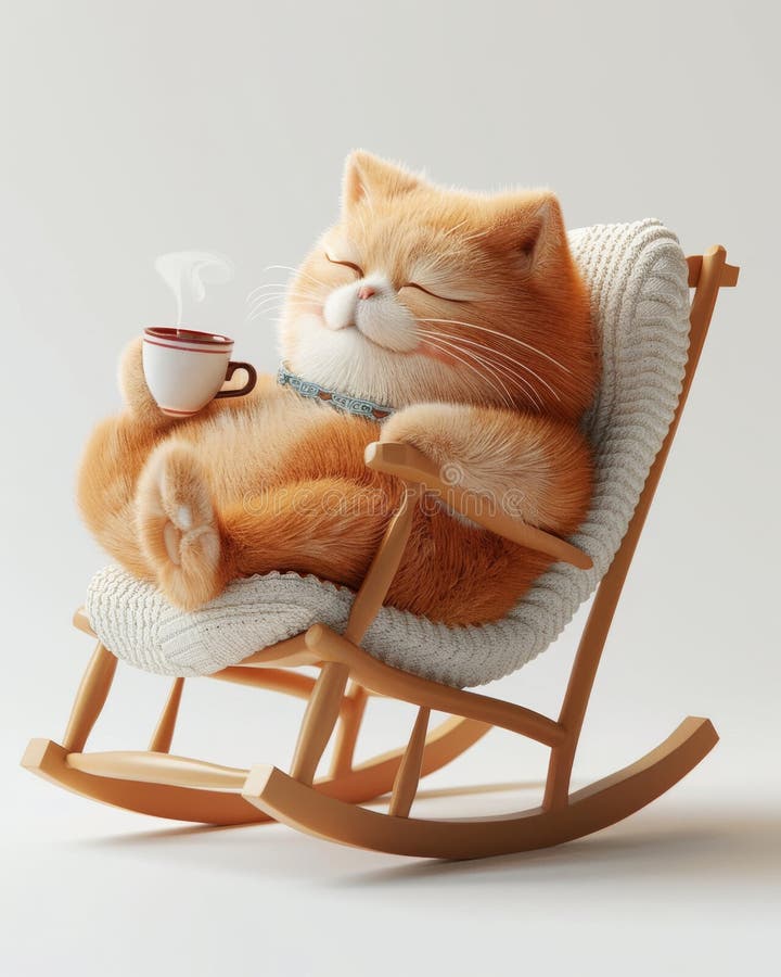 Cute Chubby Fluffy Cat with a Contented Expression Sitting and Chilling ...