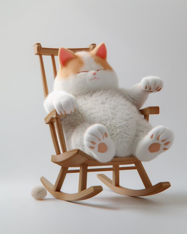 Cute Chubby Fluffy Cat with a Contented Expression Sitting and Chilling ... Cute Chubby Fluffy Cat with a Contented Expression Sitting and Chilling ...