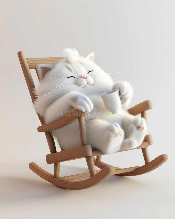 Cute Chubby Fluffy Cat with a Contented Expression Sitting and Chilling ...