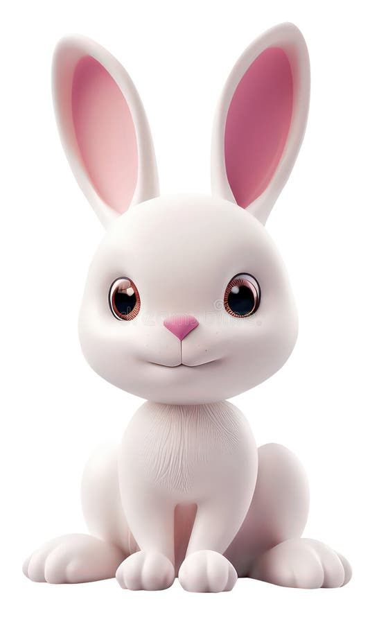 3d Cute Easter Bunny Illustration. 3d Cartoon Minimalistic Easter Icon ...