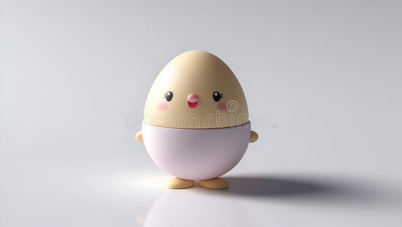 3d Cute Egg Character White Background Stock Illustration ...
