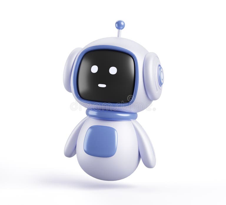 3d Cute Friendly Robot Render Icon. AI Chatbot Character with Face on ...