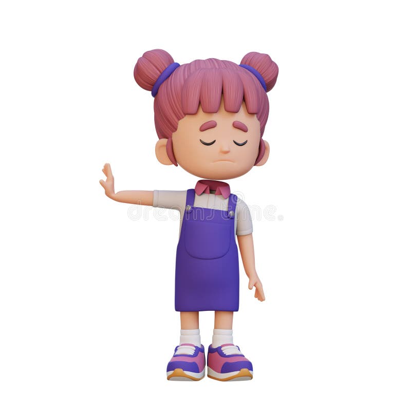 3D Cute Girl Character Rejection Pose Stock Image - Illustration of ...
