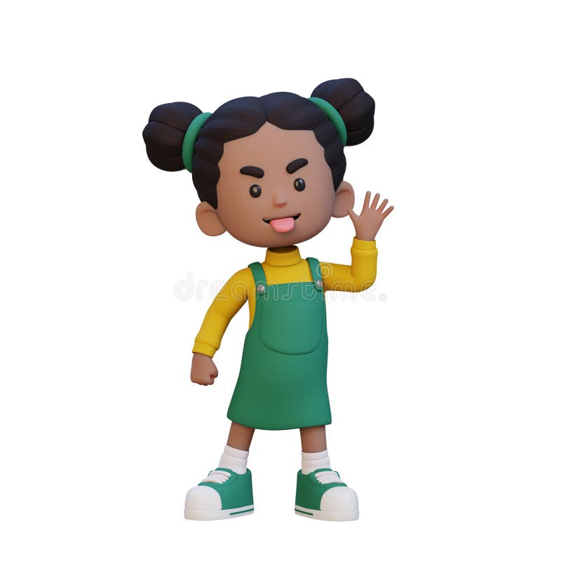 3D cute girl make fun of stock image. Illustration of face - 321414437