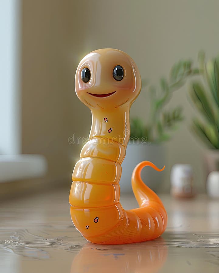 3D Cute and Happy Baby Earthworm. Generative AI. Stock Illustration ...