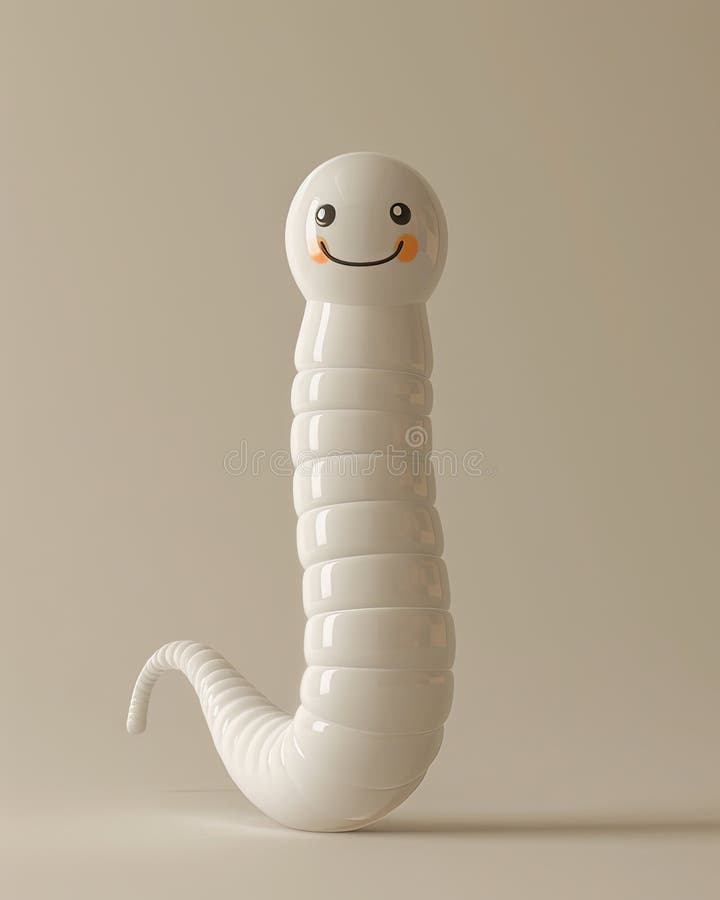 3D Cute and Happy Baby Earthworm. Generative AI. Stock Illustration ...