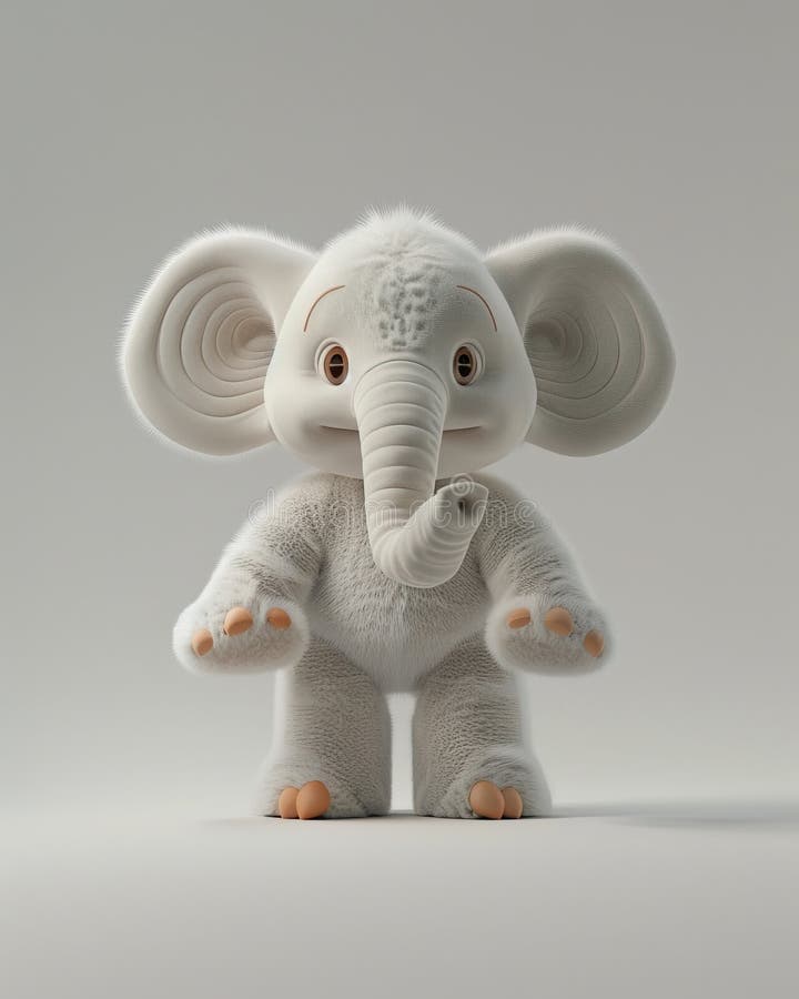 3D Cute and Happy Baby Elephant. Generative AI. Stock Illustration ...