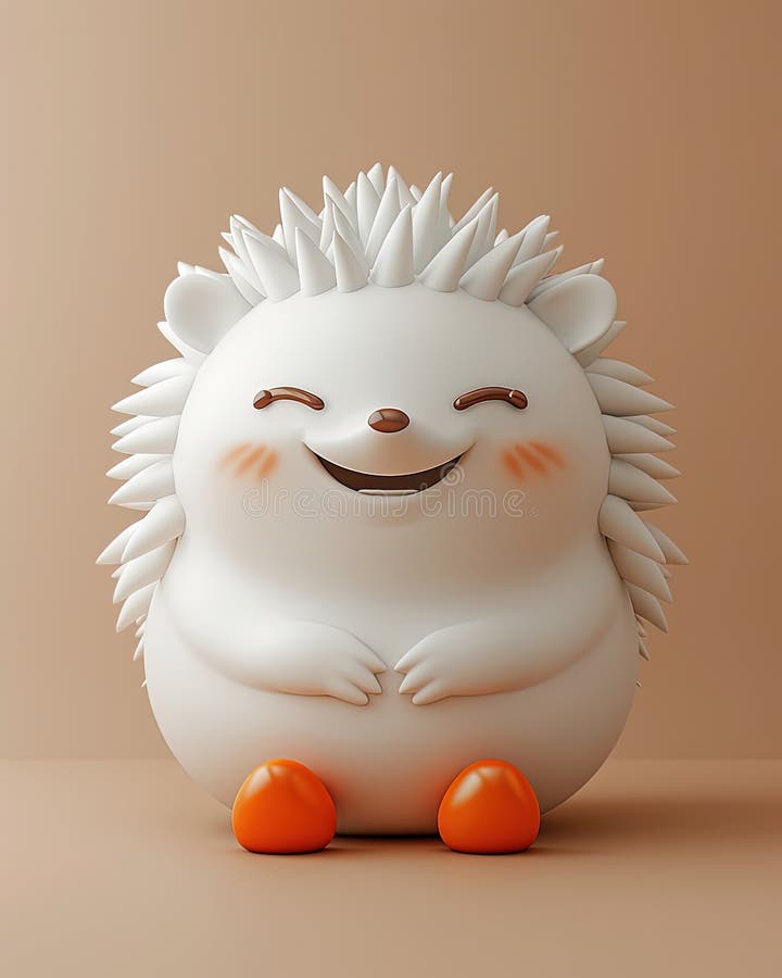 3D Cute and Happy Baby Hedgehog. Generative AI. Stock Illustration ...