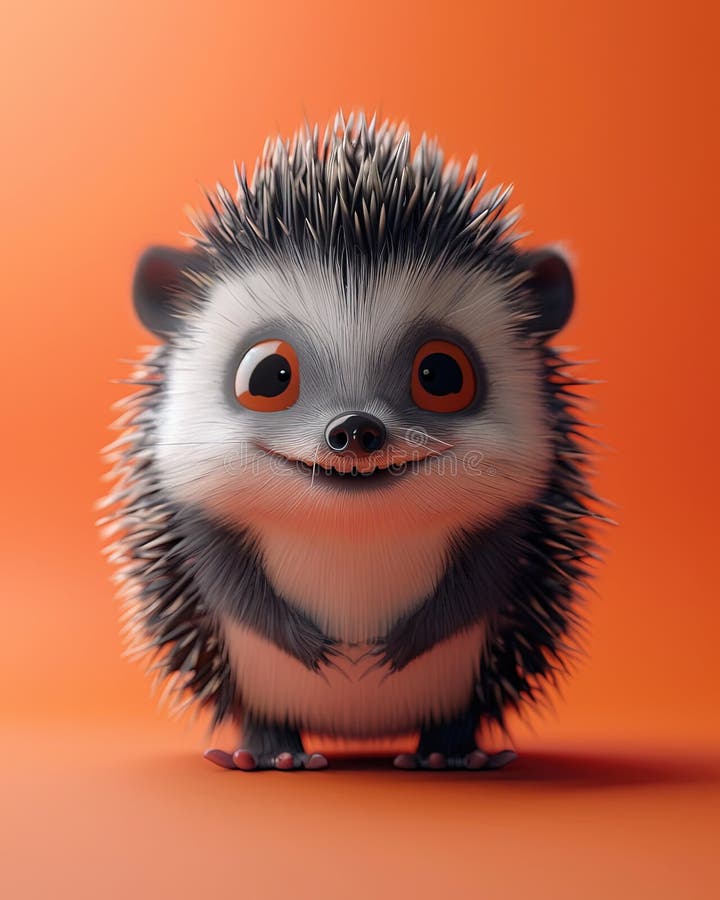 3D Cute and Happy Baby Hedgehog. Generative AI. Stock Illustration ...