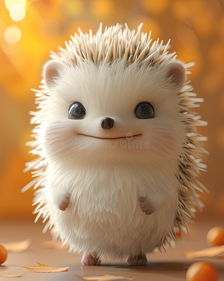 3D Cute and Happy Baby Hedgehog. Generative AI. Stock Illustration ...
