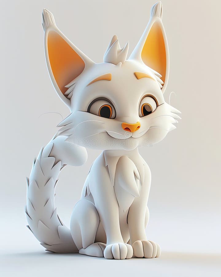 3D Cute and Happy Baby Lynx. Generative AI. Stock Illustration ...