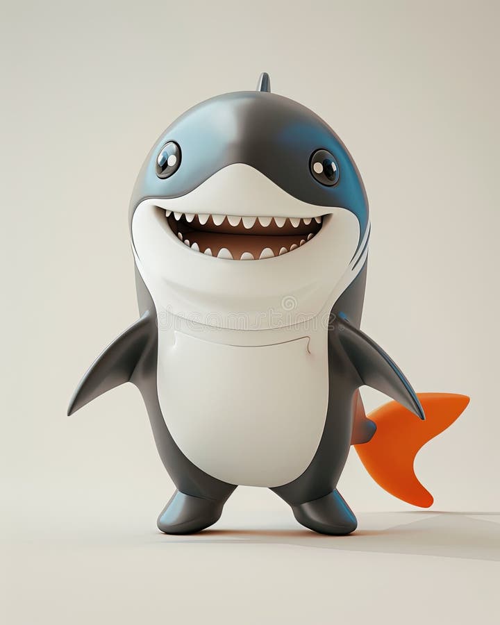 3D Cute and Happy Baby Shark. Generative AI. Stock Illustration ...