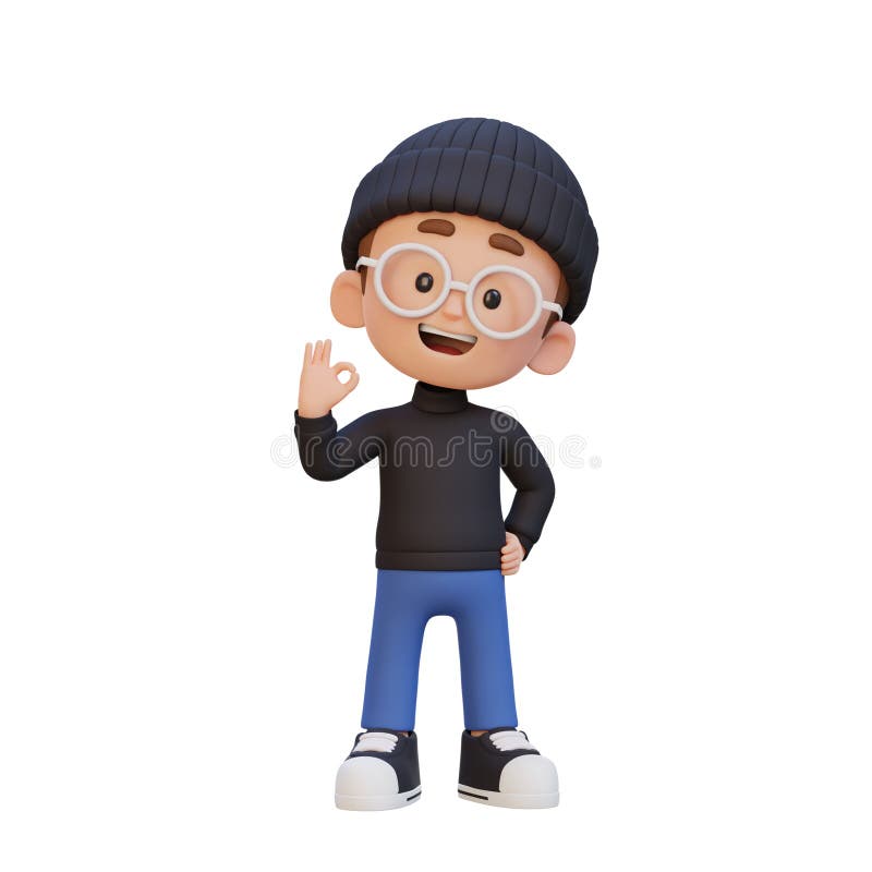 3D cute kid give ok sign stock image. Illustration of message - 321395737