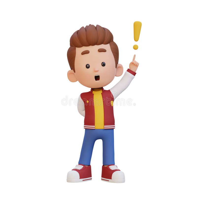 3D cute kid got an idea stock image. Illustration of graphic - 321399387