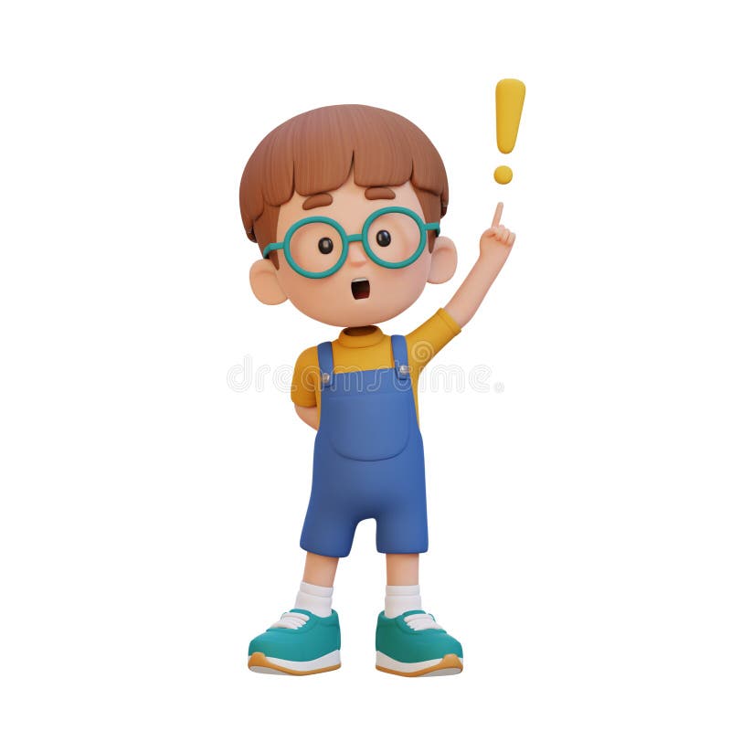 3D cute kid got an idea stock image. Illustration of student - 321401499