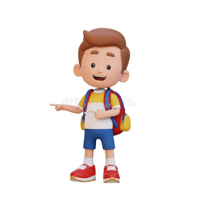 3D Cute Kid Pointing Hand To the Side Stock Image - Illustration of ...