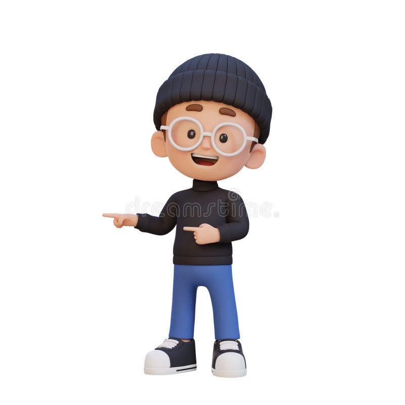 3D Cute Kid Pointing Hand To the Side Stock Photo - Illustration of ...