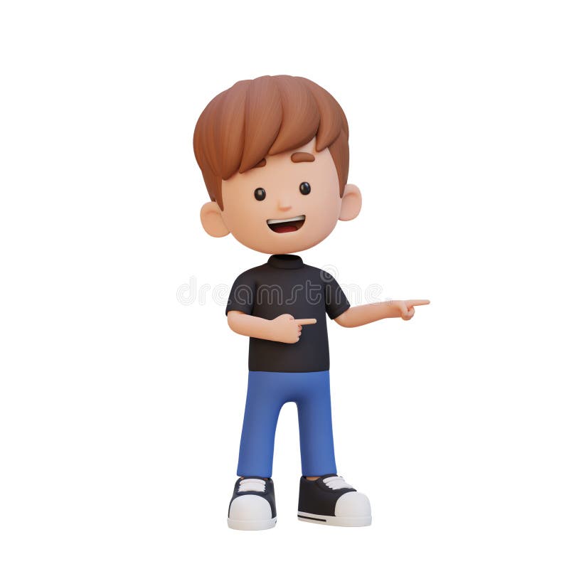 3D Cute Kid Pointing Hand To the Side Stock Photo - Illustration of ...