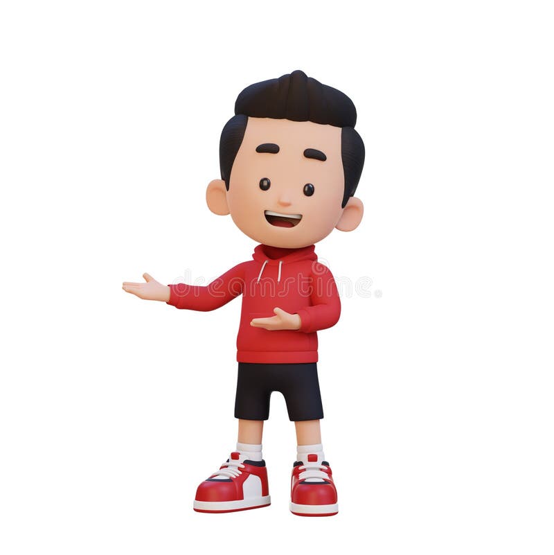 3D Cute Kid Presenting Pose Stock Photo - Illustration of render ...
