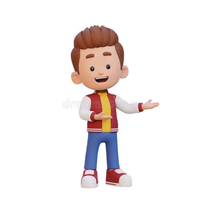 3D Cute Kid Presenting Pose Stock Photo - Illustration of character ...