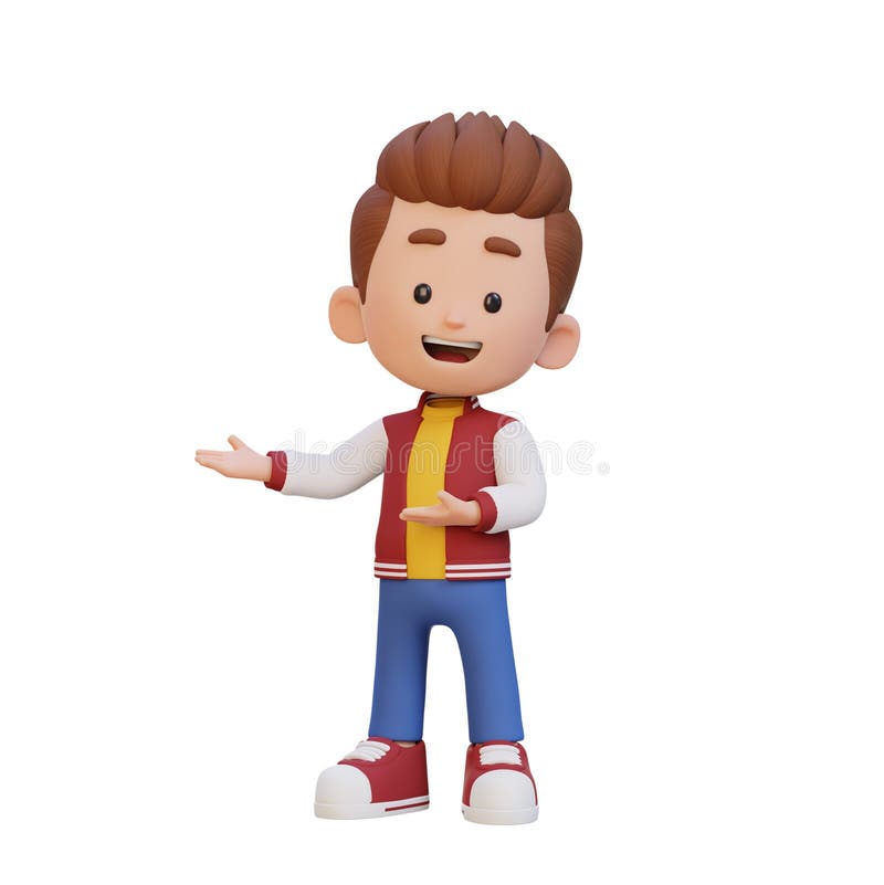 3D Cute Kid Presenting Pose Stock Image - Illustration of model ...