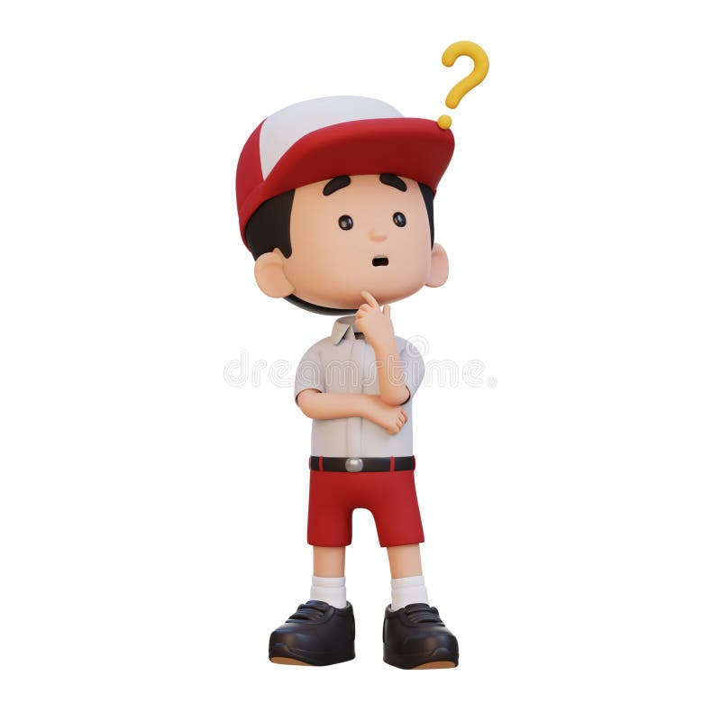 3D Cute Kid Thinking Clueless Stock Image - Illustration of ...