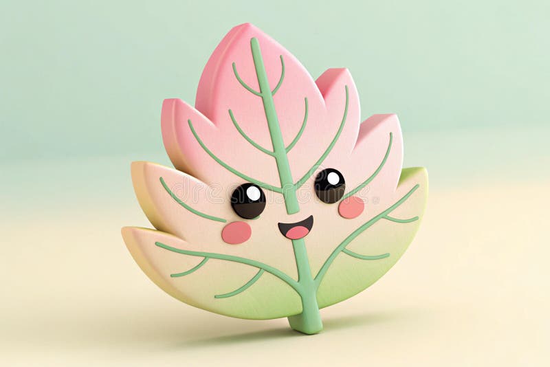 3d Cute Leaf Cartoon - Generated by Ai Stock Illustration ...