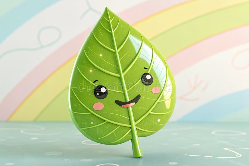 3d Cute Leaf Cartoon - Generated by Ai Stock Illustration ...