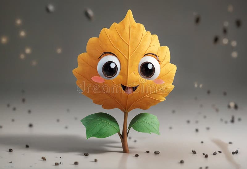 3d Cute Leaf Cartoon - Generated by Ai Stock Illustration ...
