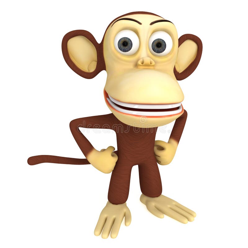 3d Cute Monkey with Arms Akimbo Stock Illustration - Illustration of ...