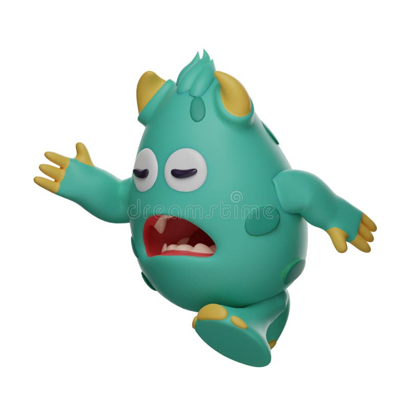 3D Cute Monster Cartoon Illustration Feels Tired Stock Illustration ...