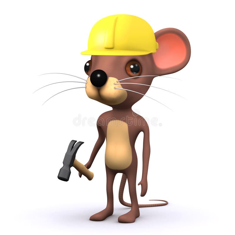 3d Cute Mouse is in the Construction Industry Stock Illustration ...