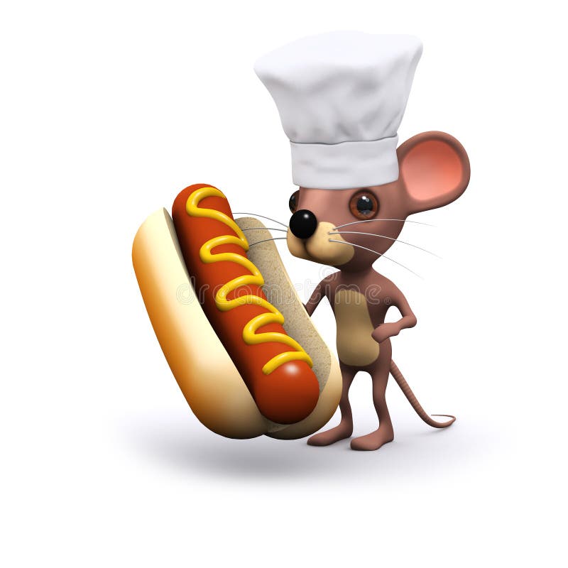 3d Cute Mouse with a Hot Dog Stock Illustration - Illustration of ...
