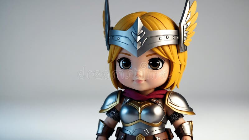 3d Cute Valkyrie Isolated in White Ai Generated Stock Illustration - Illustration of isolated ...