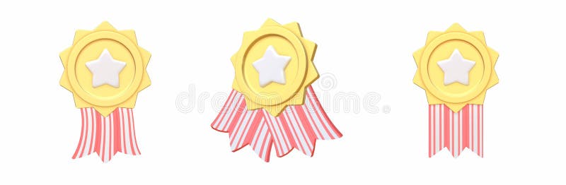 3d cute winner medal icon stock illustration. Illustration of cartoon ...