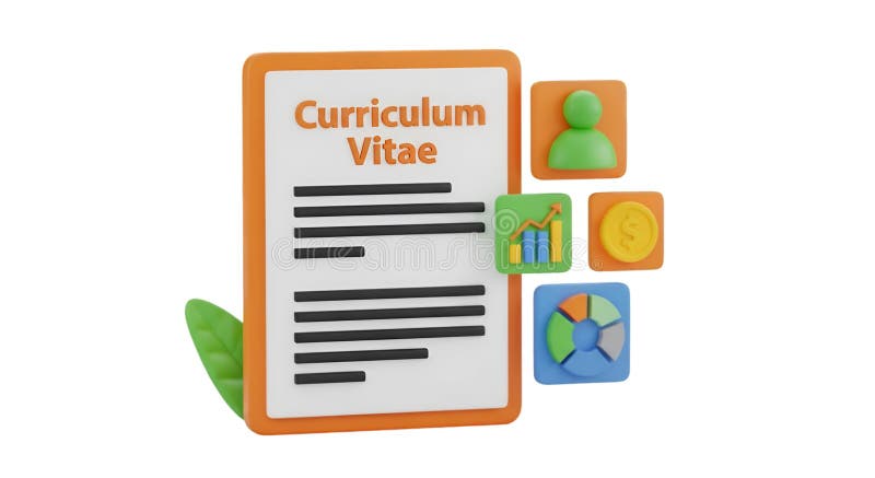3D CV and Business Icons stock illustration. Illustration of career ...