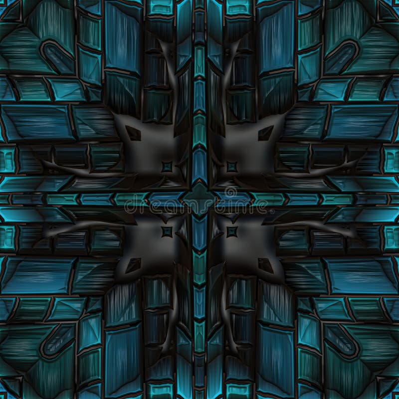 3d Cyan Black Mosaic Style Pattern Stock Illustration - Illustration of ...