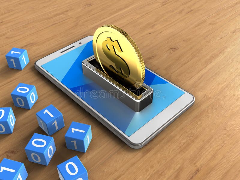 Cyan Coin with the Image of a Fish. Vector Illustration for Game Design ...