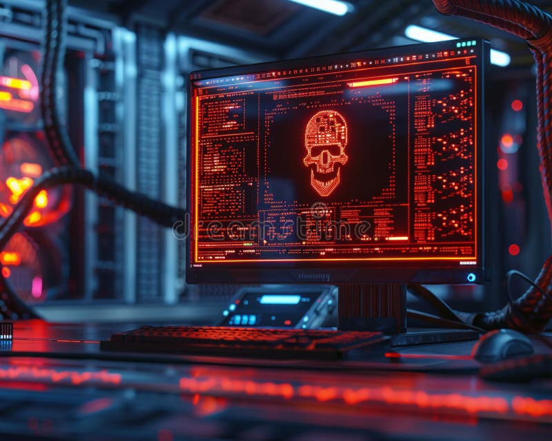 3D cyber attack scene stock illustration. Illustration of defense ...