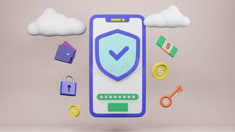 3D Cyber Security Account Password Authentication Stock Illustration ...