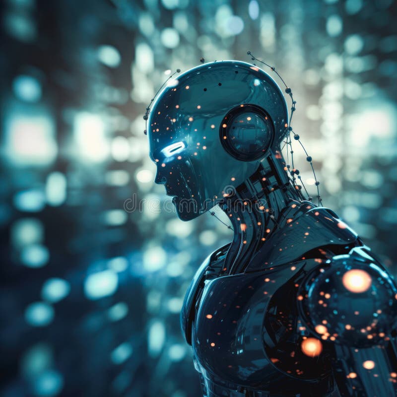 3d Cyber Space Robot Render , Futuristic Concept . Stock Illustration ...