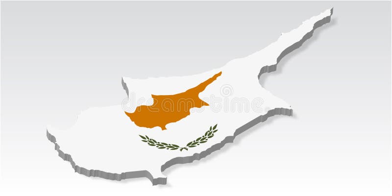 3D Cyprus Map with Flag. Three Dimensional Map of Cyprus with Shadow ...