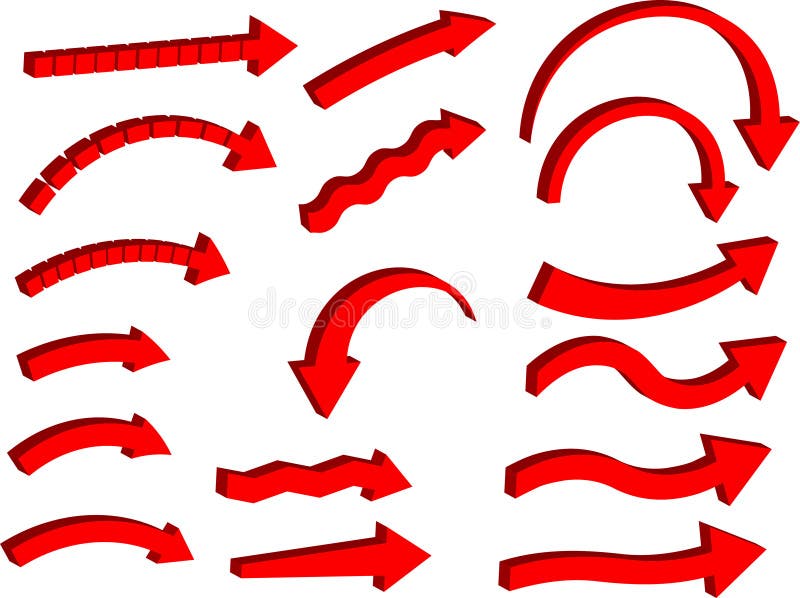 3D 3-D Pijlen (Vector) vector illustratie. Illustration of gebogen ...
