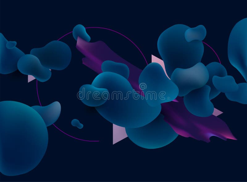 3D Dark Blue Bubbles on Black Background Stock Vector - Illustration of ...