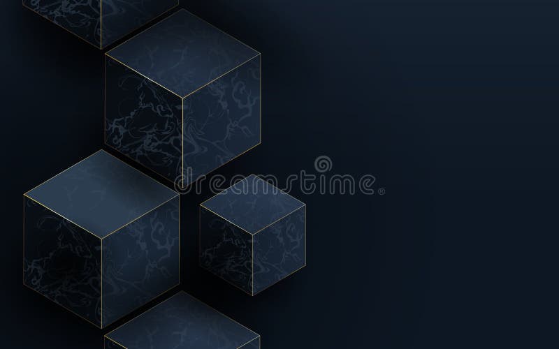 3D Dark Blue Cubes and Marble Texture. Abstract Luxury Background Stock ...