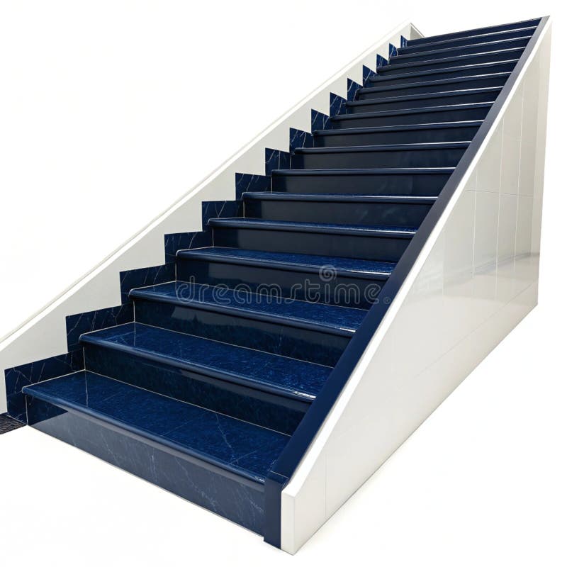 3D Dark Blue Stairs Scene Isolated on White Background Stock ...